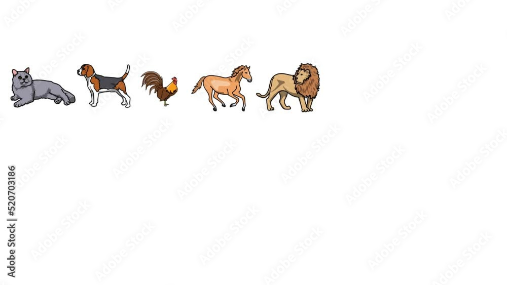 animals background Sketch and 2d animated, all animals, cat, dog, horse ...