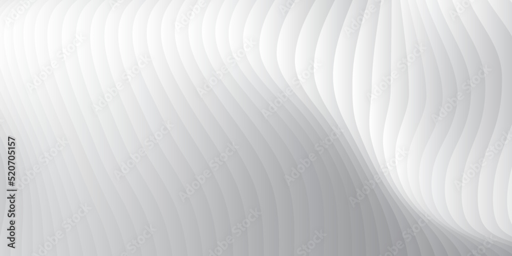 Abstract white and light gray wave texture with smooth curve sheets ...