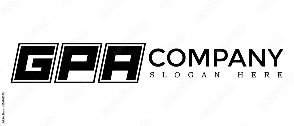 GPA three Letter Rounded rectangle boxes shape element symbol digital ...