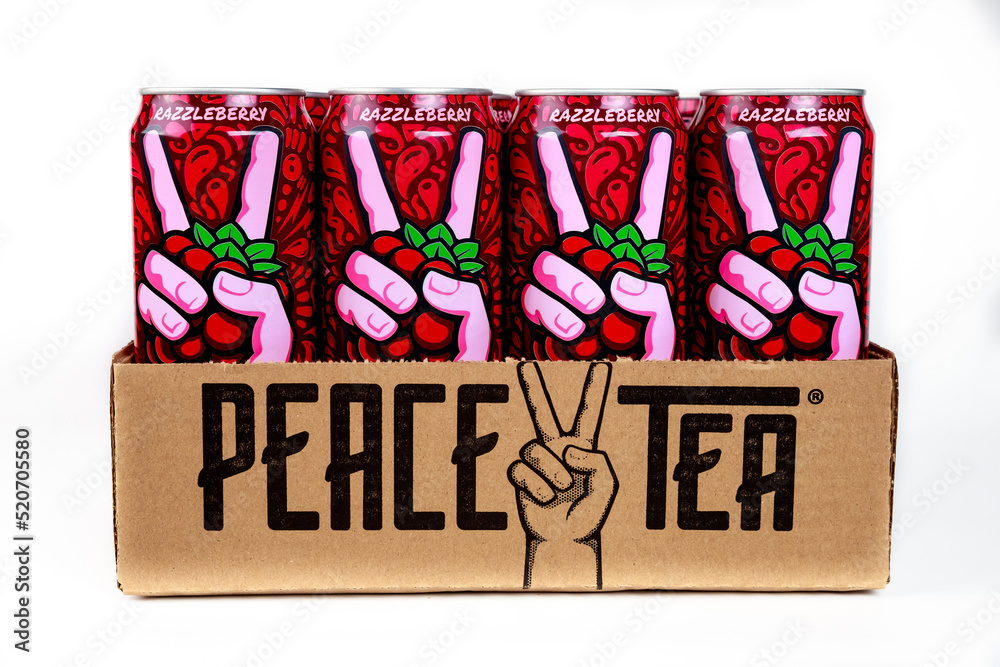 January 8, 2022. Spartanburg, USA. Packing of Peace tea cans with ...