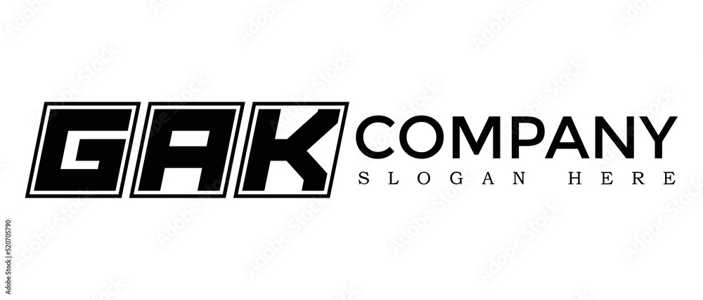 GAK three Letter Rounded rectangle boxes shape element symbol digital ...
