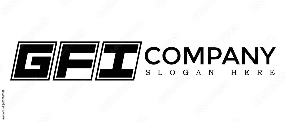 GFI three Letter Rounded rectangle boxes shape element symbol digital ...