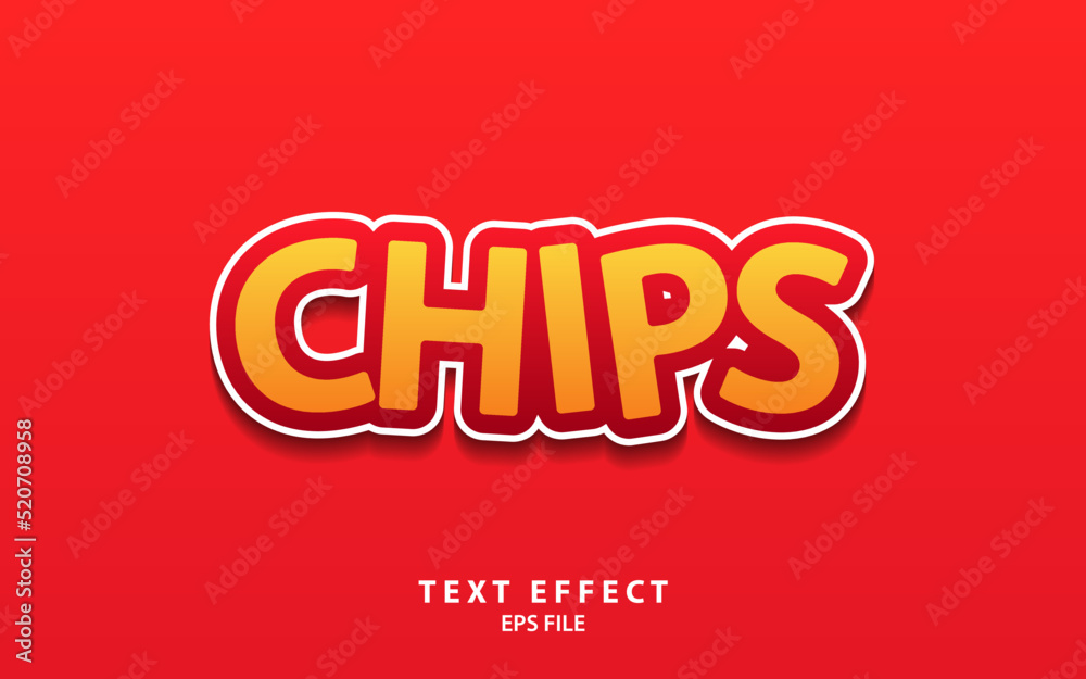 Chips text effect template with cartoon style and bold font concept use ...