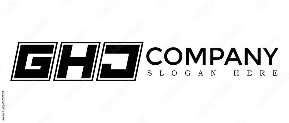 GHJ three Letter Rounded rectangle boxes shape element symbol digital ...