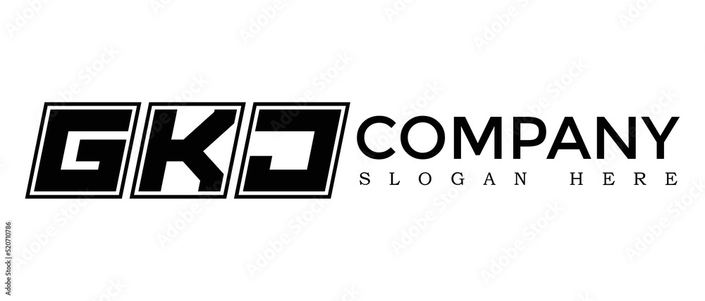 GKJ three Letter Rounded rectangle boxes shape element symbol digital ...