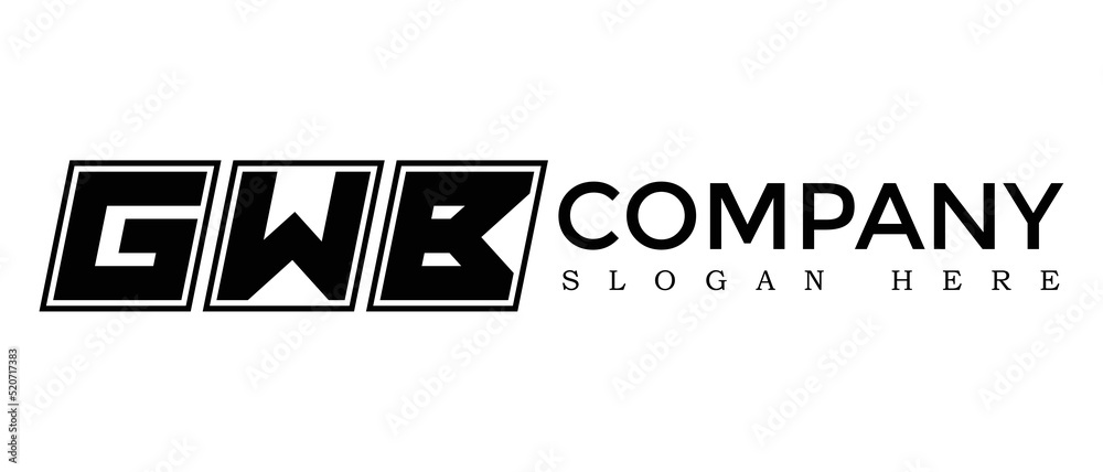GWB three Letter Rounded rectangle boxes shape element symbol digital ...