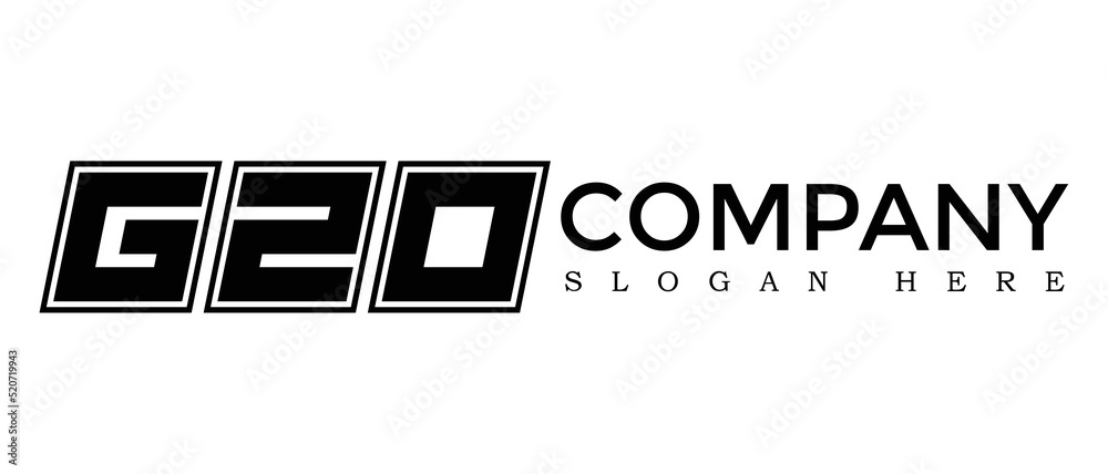 GZO three Letter Rounded rectangle boxes shape element symbol digital ...