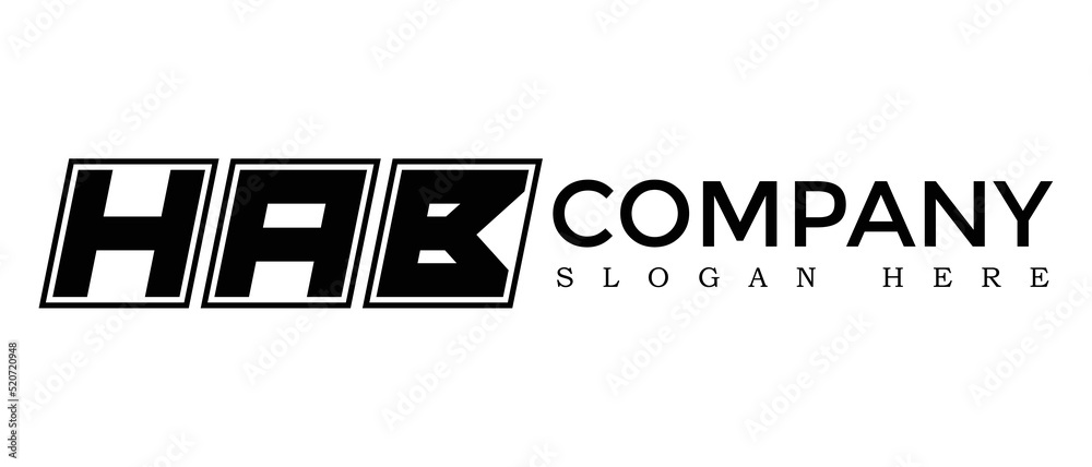 HAB three Letter Rounded rectangle boxes shape element symbol digital ...