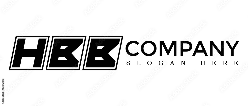 HBB three Letter Rounded rectangle boxes shape element symbol digital ...