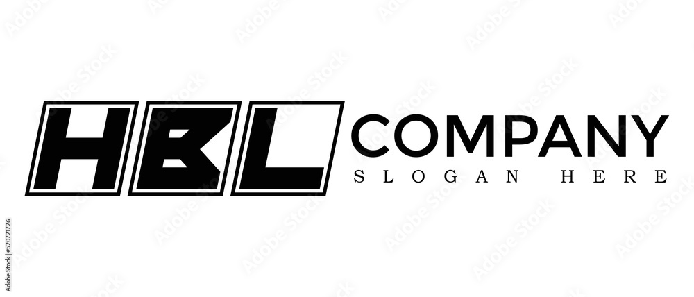 HBL three Letter Rounded rectangle boxes shape element symbol digital ...