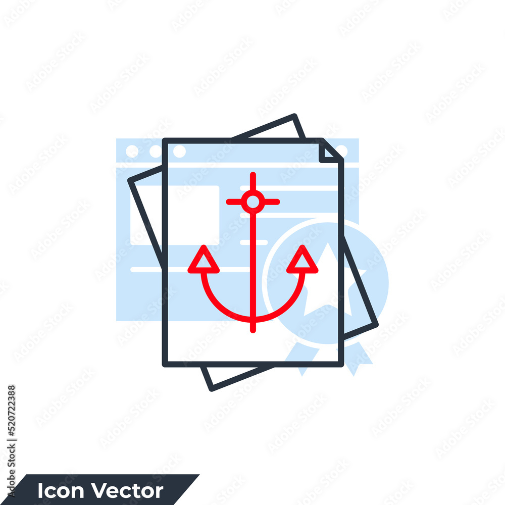 anchor text icon logo vector illustration. anchor with document symbol ...