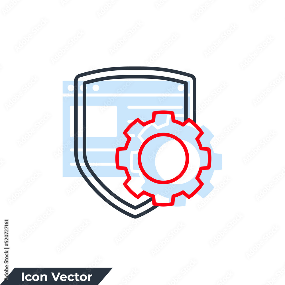 gear and shield icon logo vector illustration. management security ...