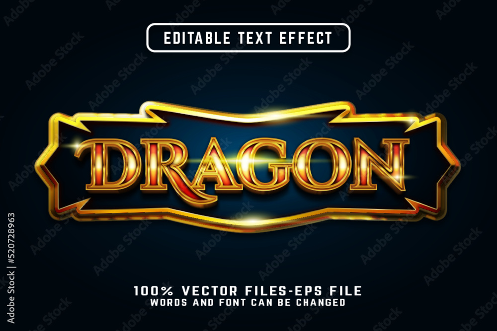 dragon text effect for medieval game premium vectors Stock Vector ...