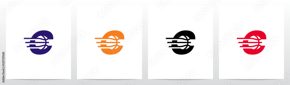 Basketball Go Fast Letter Logo Design C Stock Vector | Adobe Stock