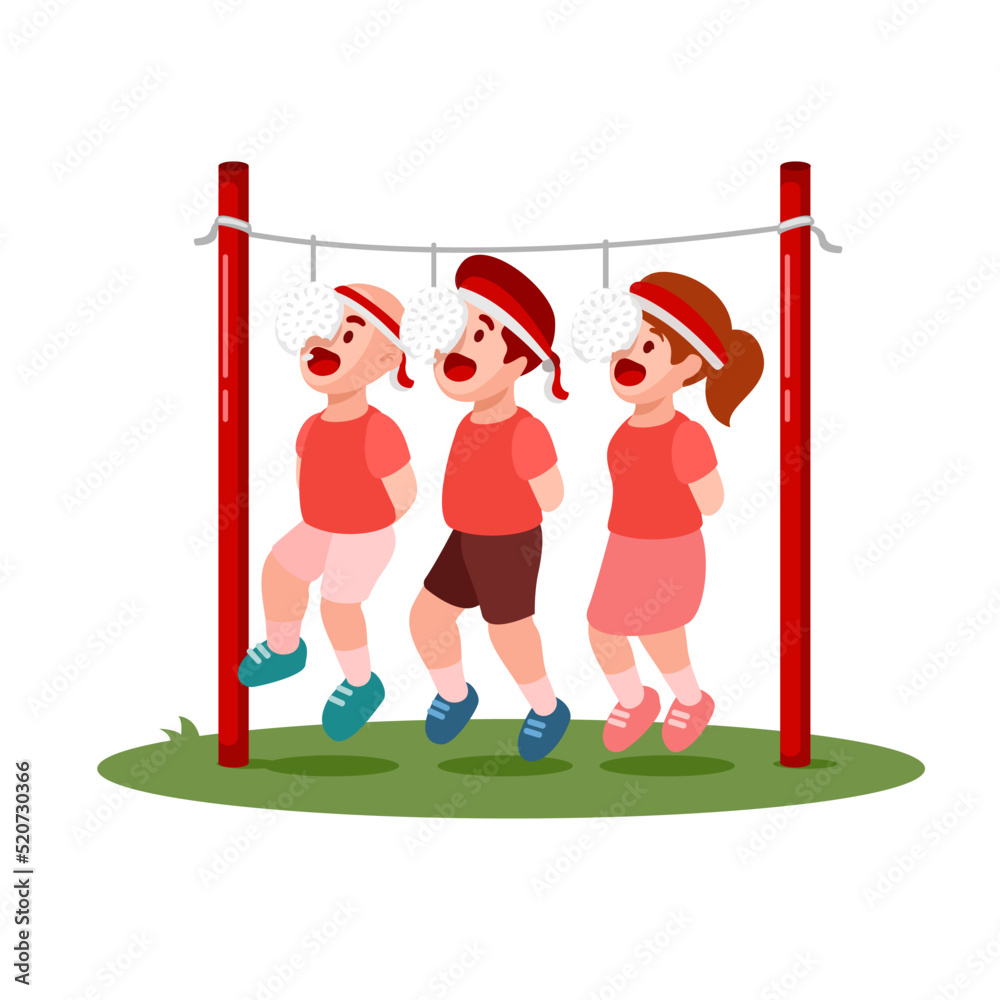 Lomba makan kerupuk is cracker eating competition event in Indonesia ...