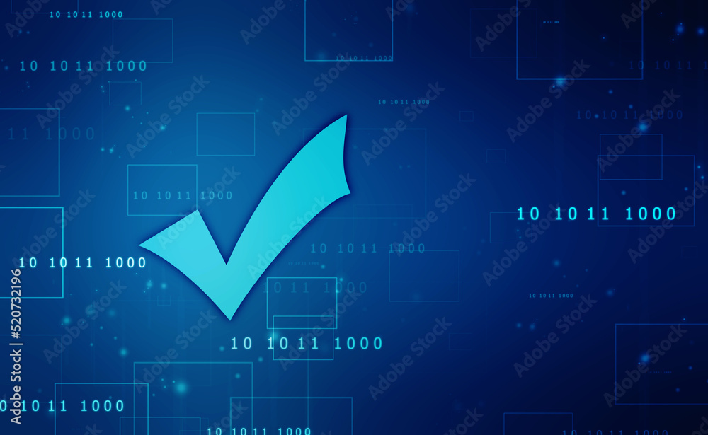 Check mark symbol in digital background, Technology abstract background ...