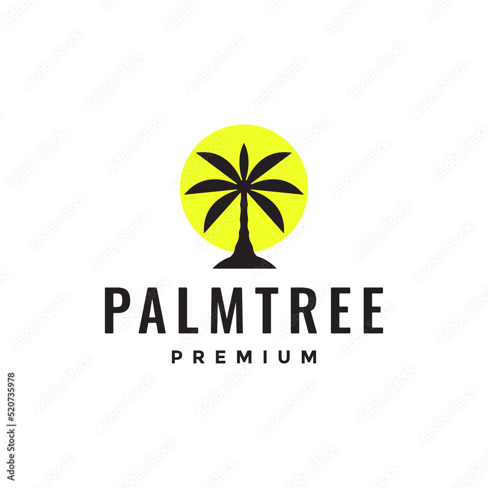 abstract palm tree with sun light logo design Stock Vector | Adobe Stock