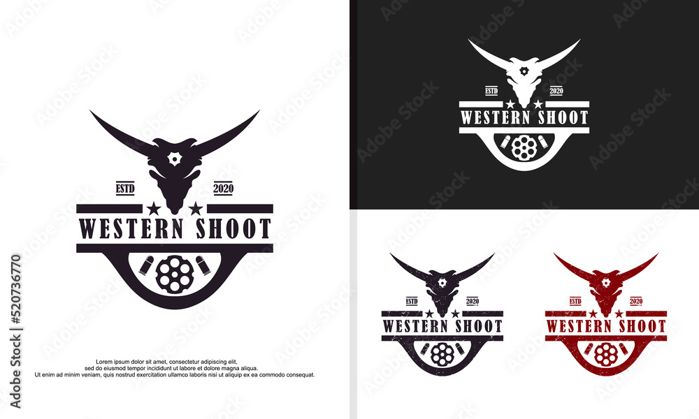 logo illustration vector graphic of longhorn western shoot, with ...