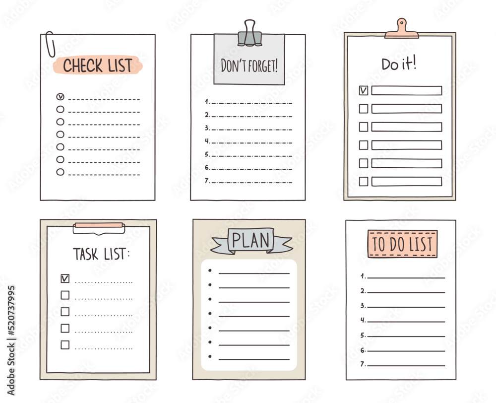 Check list sketch, clipboard or checklist notebook, to do and memory ...