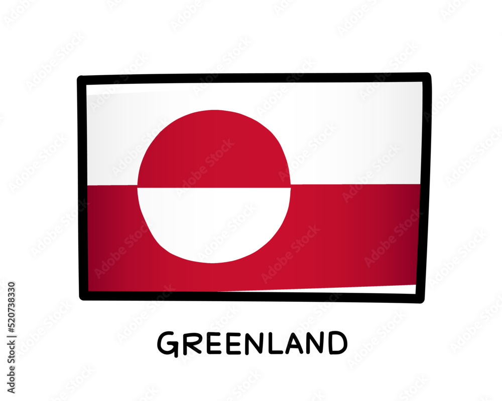 Flag of Greenland. Colorful greenland flag logo. Red and white brush ...