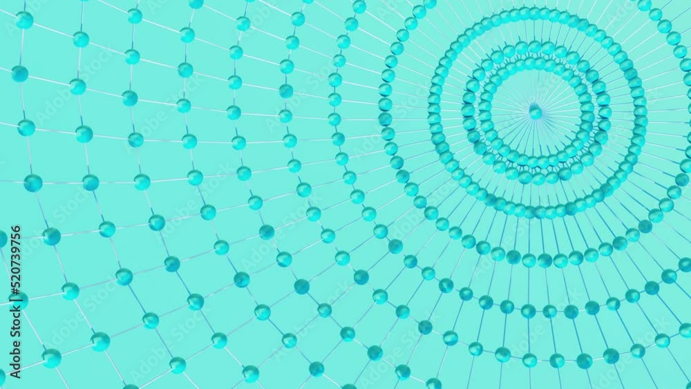 Animated spheres with lines stitched together into grid. Loop 3D ...