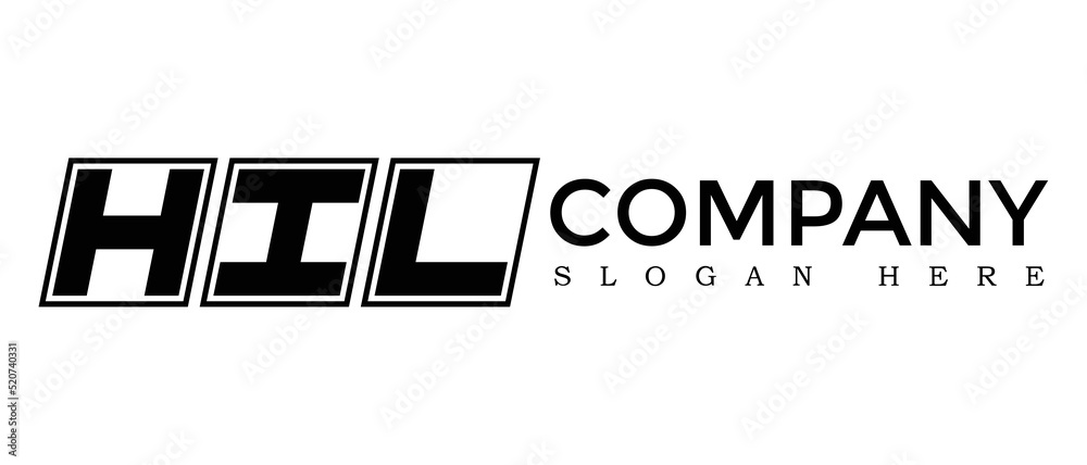HIL three Letter Rounded rectangle boxes shape element symbol digital ...