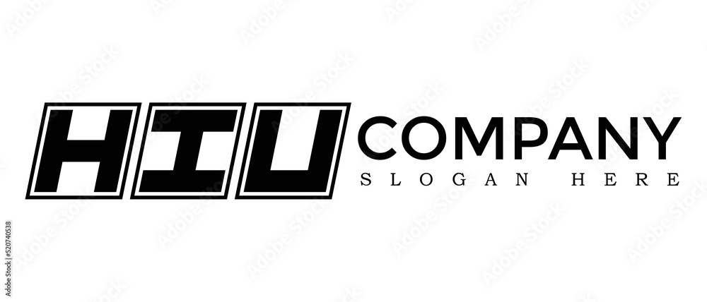 HIU three Letter Rounded rectangle boxes shape element symbol digital ...