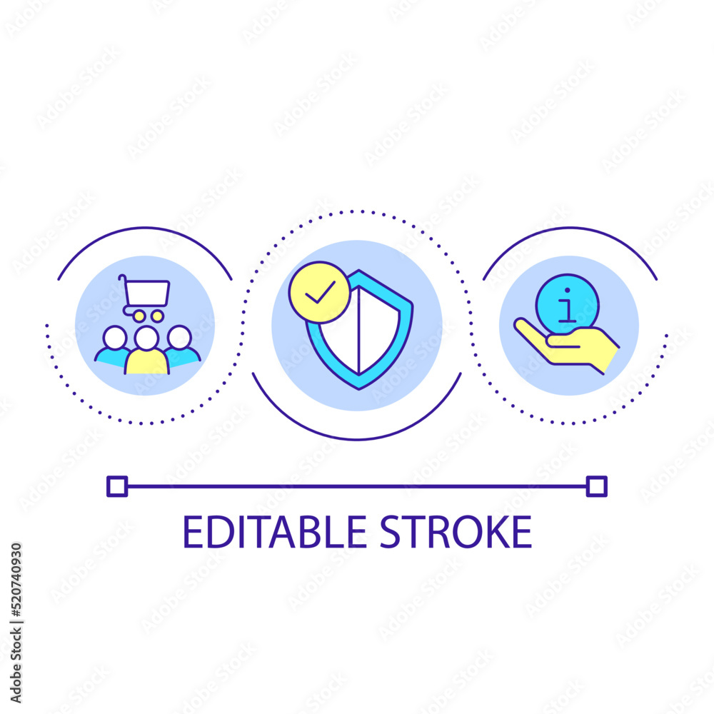 Protecting consumer rights loop concept icon. Safeguarding buyers ...