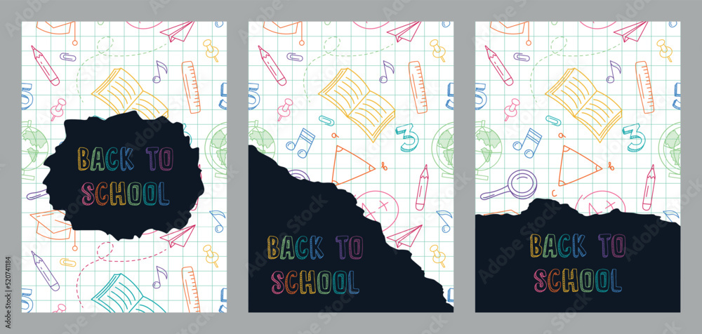 Back to school. Set of trendy hand drawn school elements in doodle ...