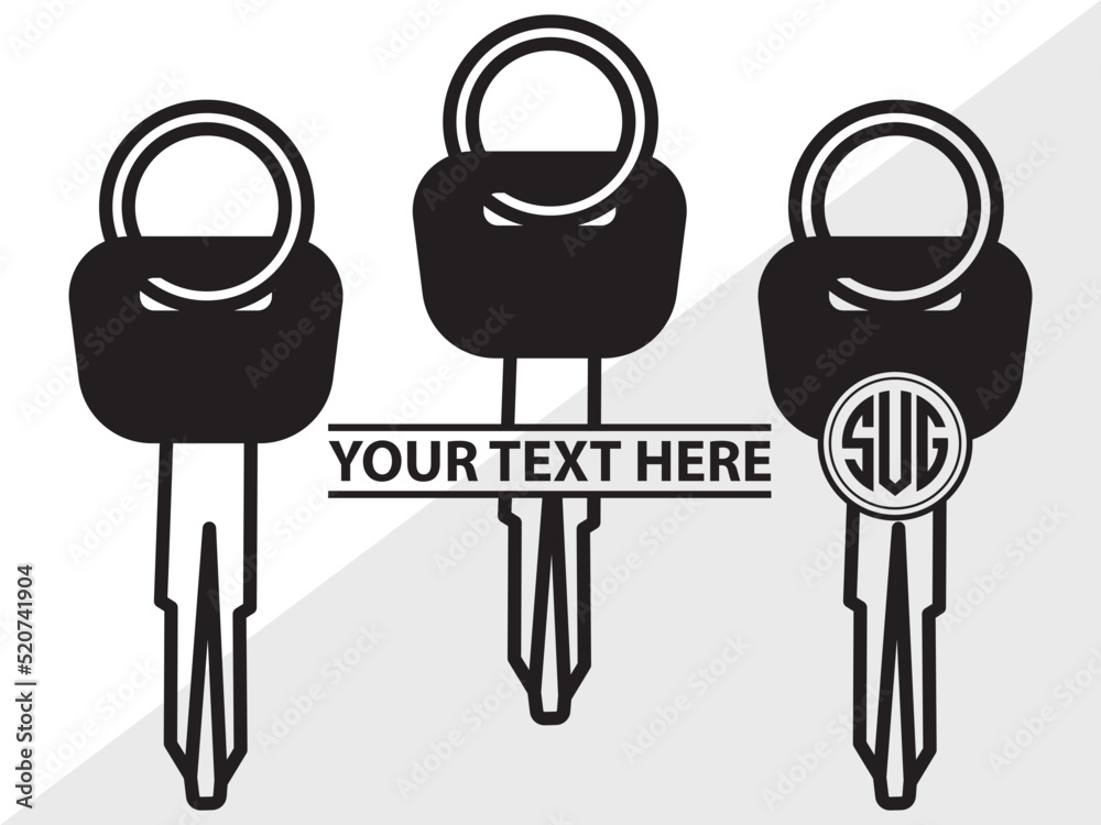 Car Keys Monogram SVG, Key Decals Svg, Key Printable Svg, Key Svg, Auto ...