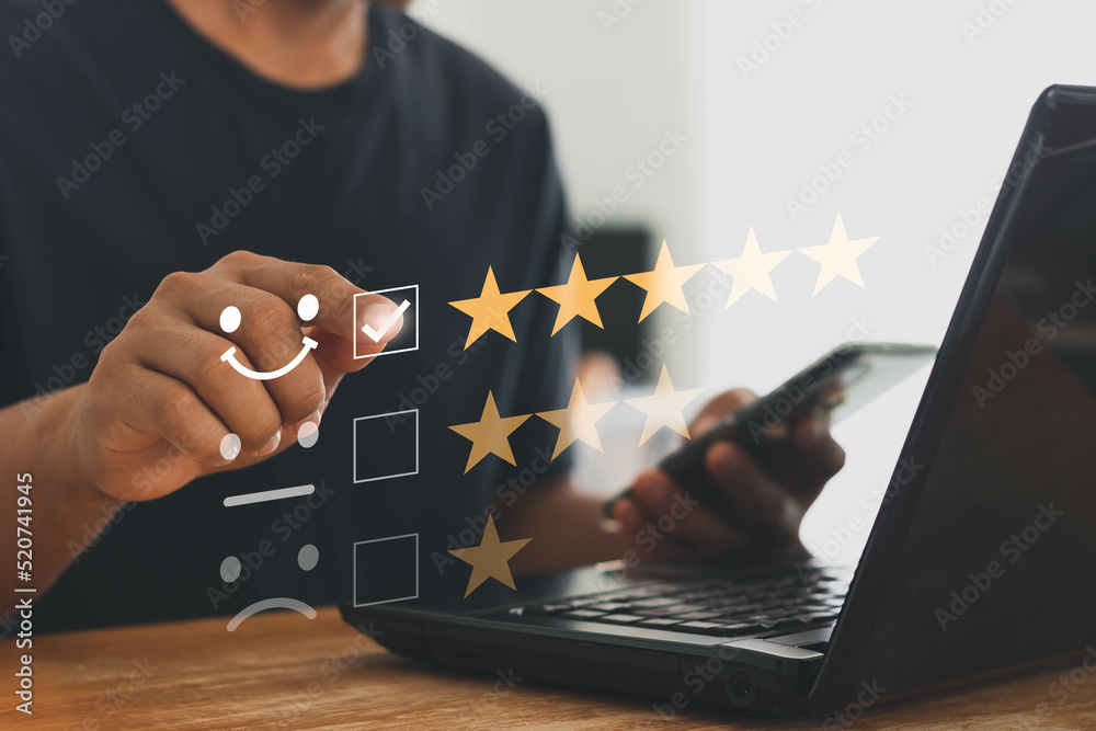 Online customer service and satisfaction survey concept with internet ...