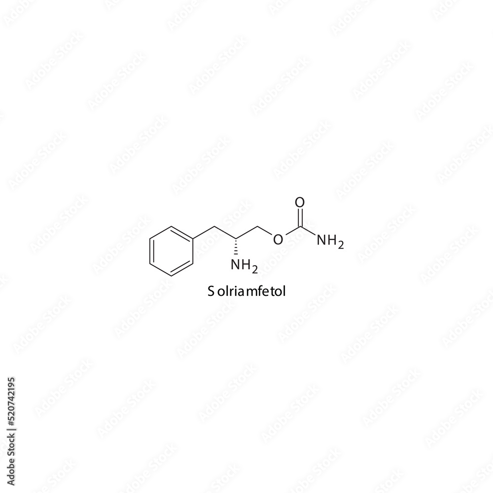 Solriamfetol molecule flat skeletal structure, NDRI - norepinephrine ...