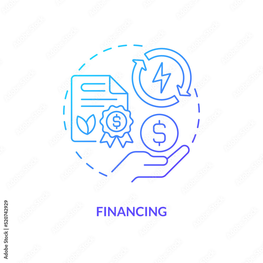 Financing blue gradient concept icon. Attract private investment. Power ...