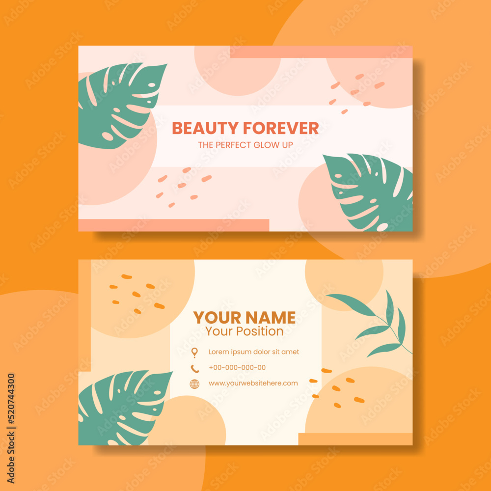Beauty Salon Card Horizontal Template Flat Cartoon Background Vector ...