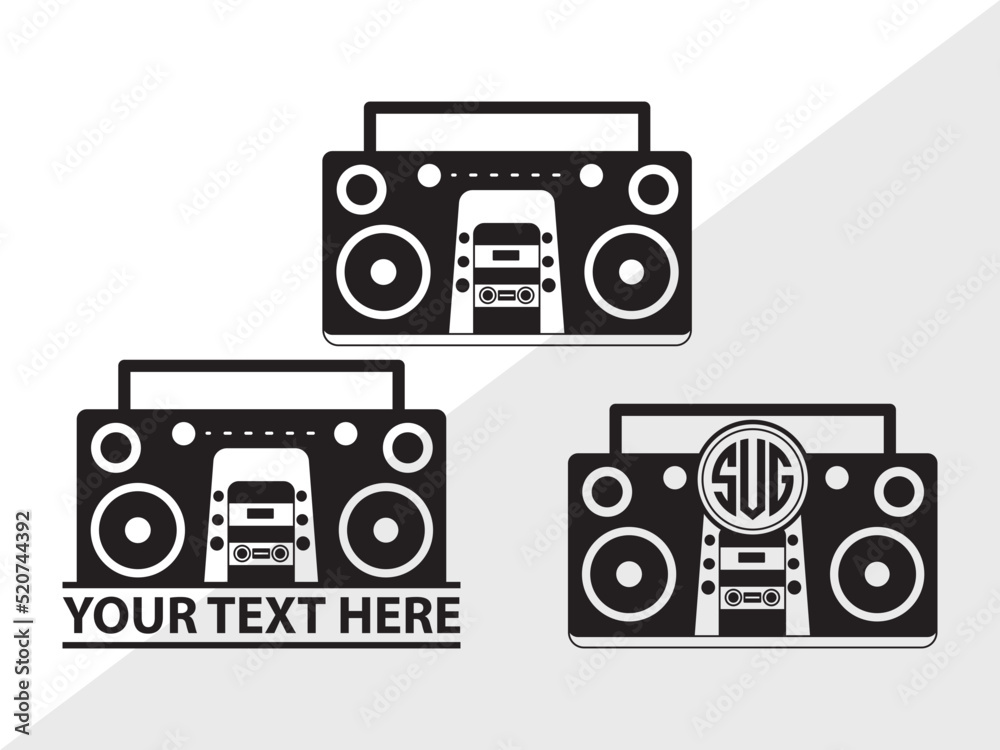 Vetor de Radio Boombox Monogram SVG | Radio Svg | Boombox Svg ...