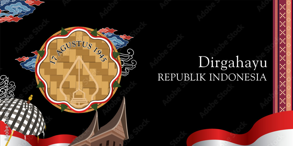Indonesian culture in the moment of Indonesian Independence Day. Black ...