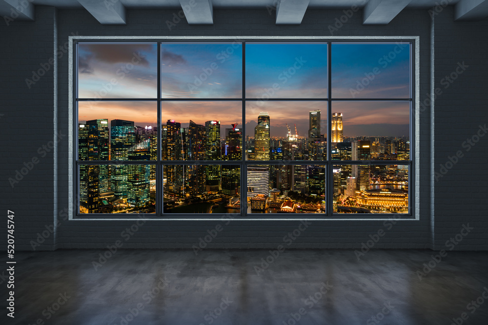 Downtown Singapore City Skyline Buildings from High Rise Window ...
