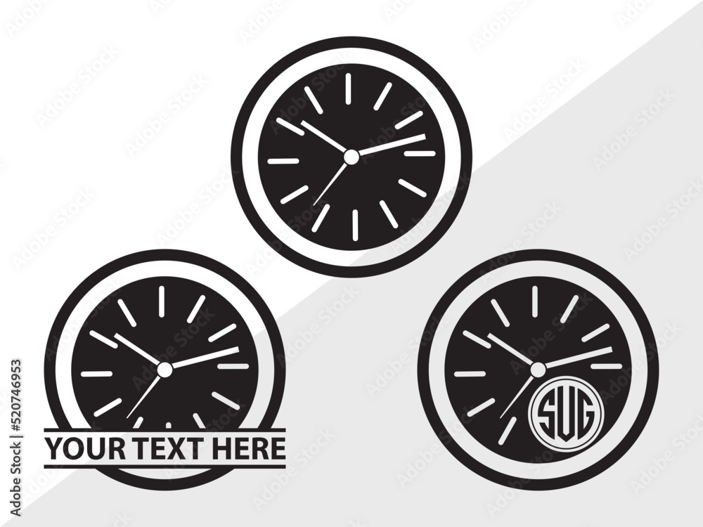 Clock Monogram SVG Cut File, Clock Face Svg, Watch Face Svg, Watch Svg ...