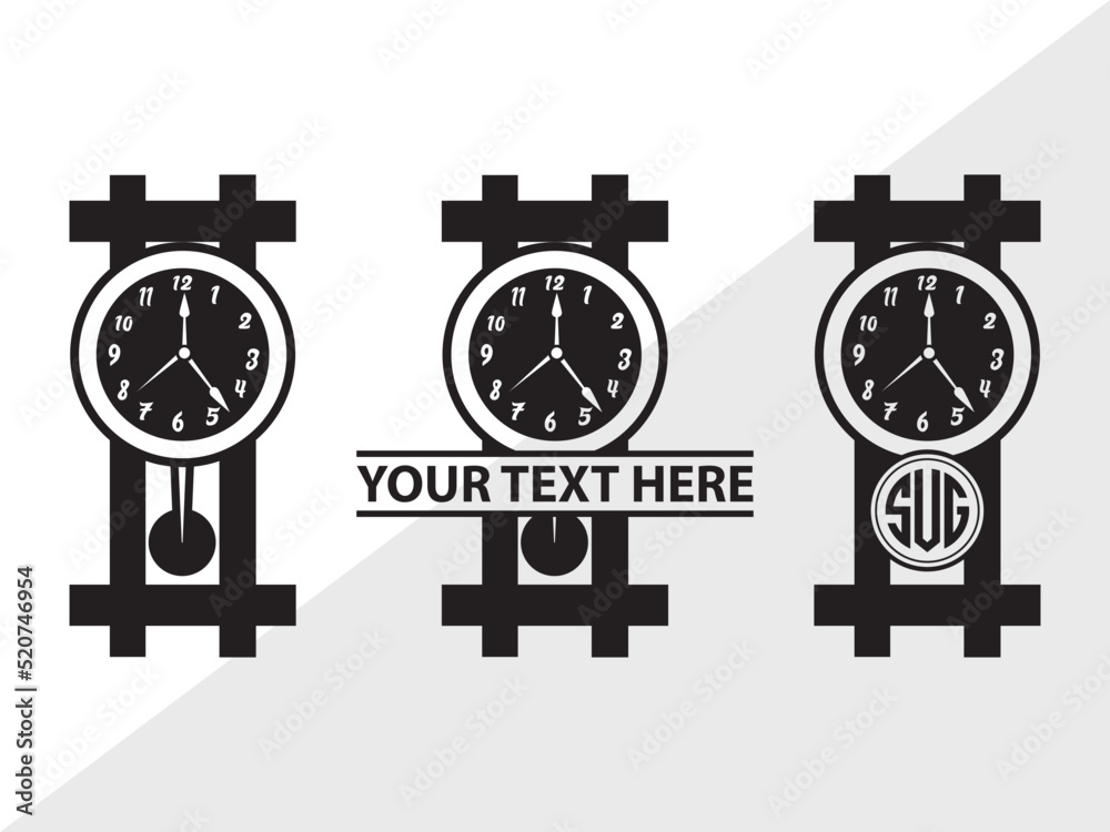 Clock Monogram SVG Cut File, Clock Face Svg, Watch Face Svg, Watch Svg ...