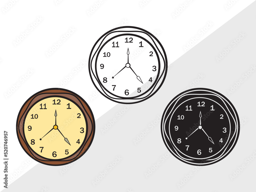 Vetor do Stock: Clock Clipart SVG Cut File, Clock Face Svg, Watch Face ...