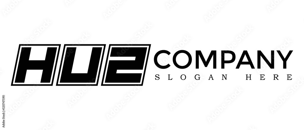 HUZ three Letter Rounded rectangle boxes shape element symbol digital ...