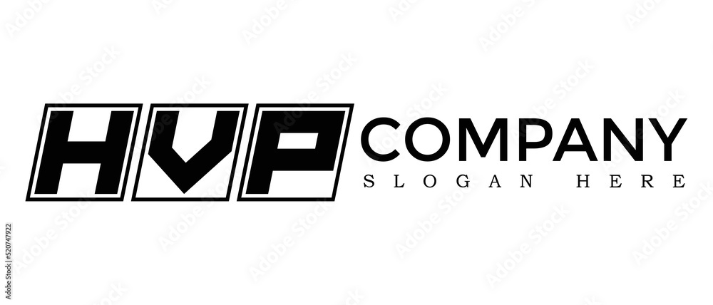 Vetor de HVP three Letter Rounded rectangle boxes shape element symbol digital initial ...