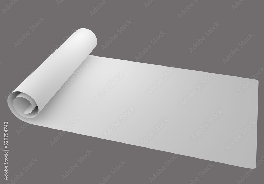 Empty roll of paper. White carpet road. Roll of paper for your ...