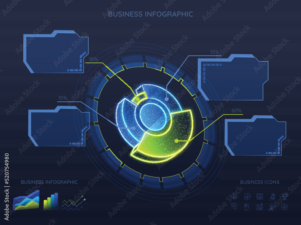 Infographic elements - pie chart, bar lines, linear lines and ...
