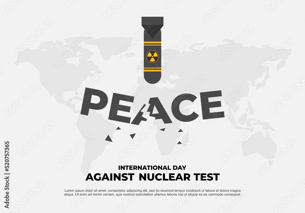 World International day against nuclear test banner poster. With flying ...