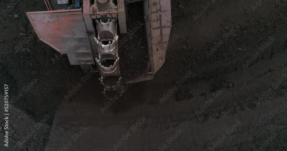 Huge industrial machine. Giant rotary bucket. Coal mining. Mining ...