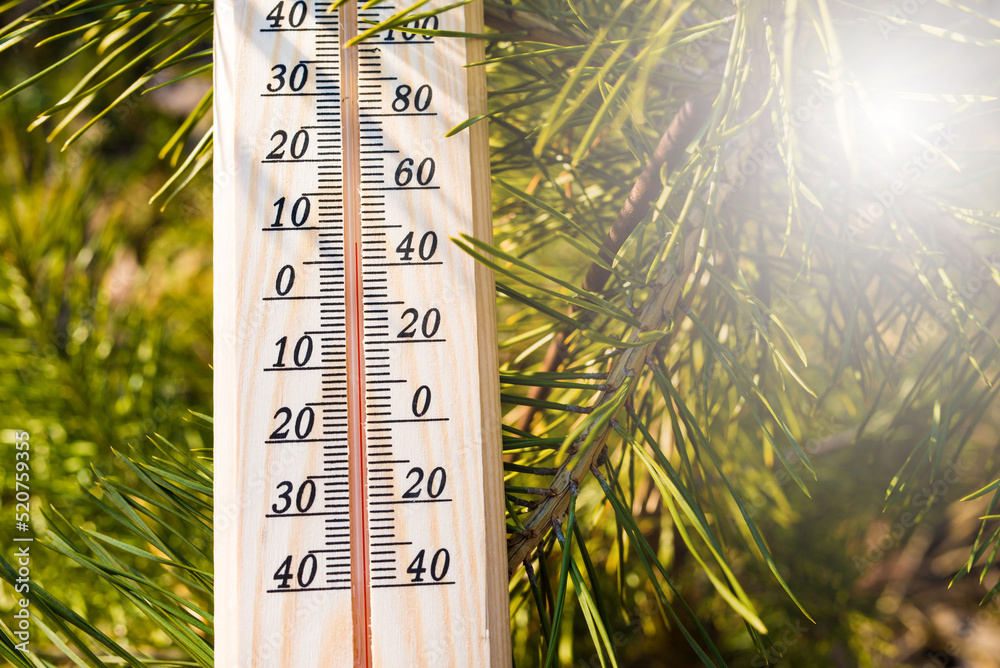 Thermometer on weather shows low temperatures in fahrenheit or celsius ...