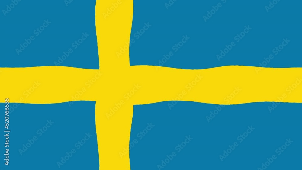 Stylized Waving Flag of Sweden, 4K Cartoon Animated Background. Swedish ...