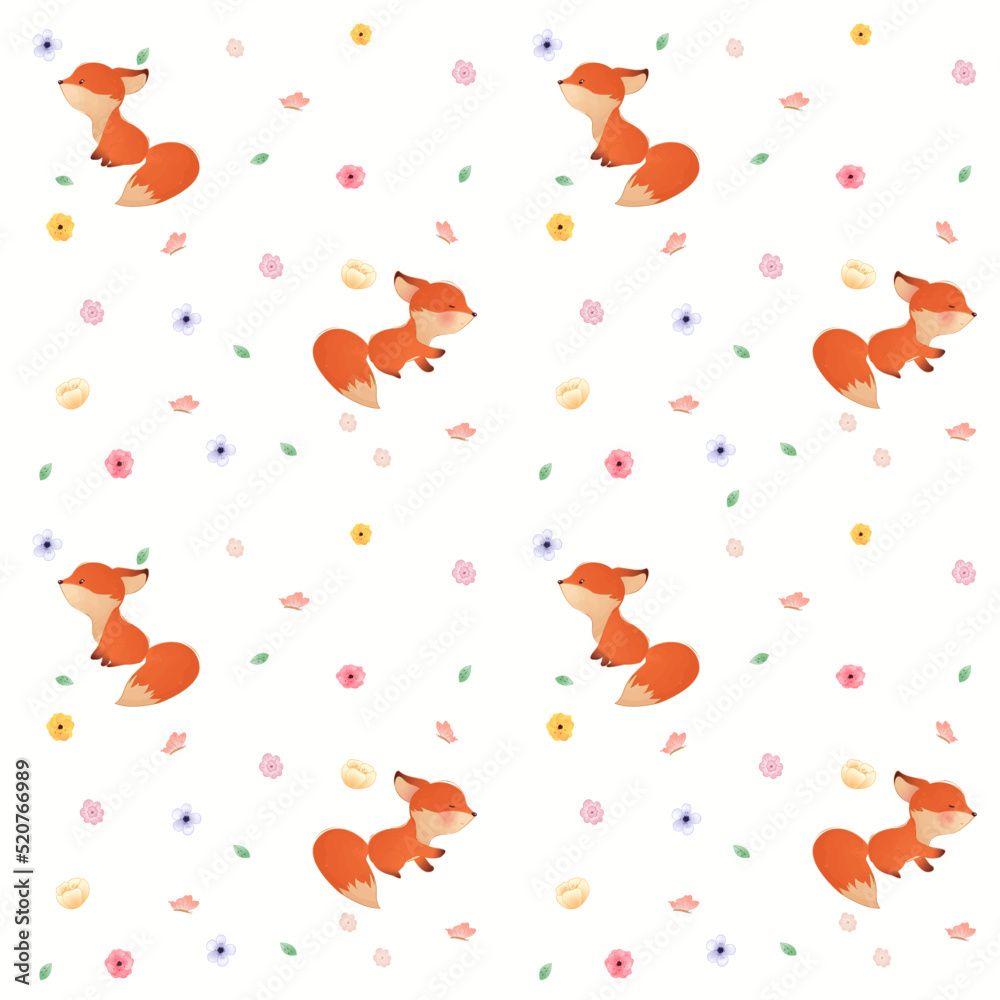 cute fox pattern Stock Vector | Adobe Stock