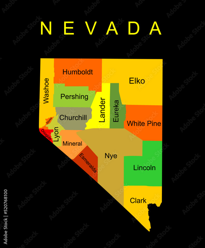 Colorful Nevada State vector map silhouette illustration isolated on ...